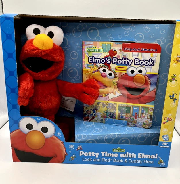 POTTY TIME WITH Elm Look & Find Board Book & Cuddly Elmo Plush Sesame ...