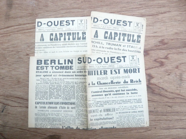 JOURNAL SUD-OUEST HITLER Est Mort. 3 Mai 1945 EUR 20,00 - PicClick FR