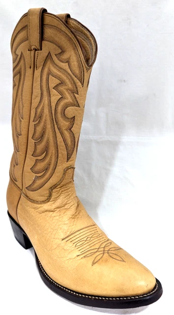 VTG JUSTIN MEN'S Cowboy Work Boots Tan MULE HIDE #8408 USA MADE Size ...