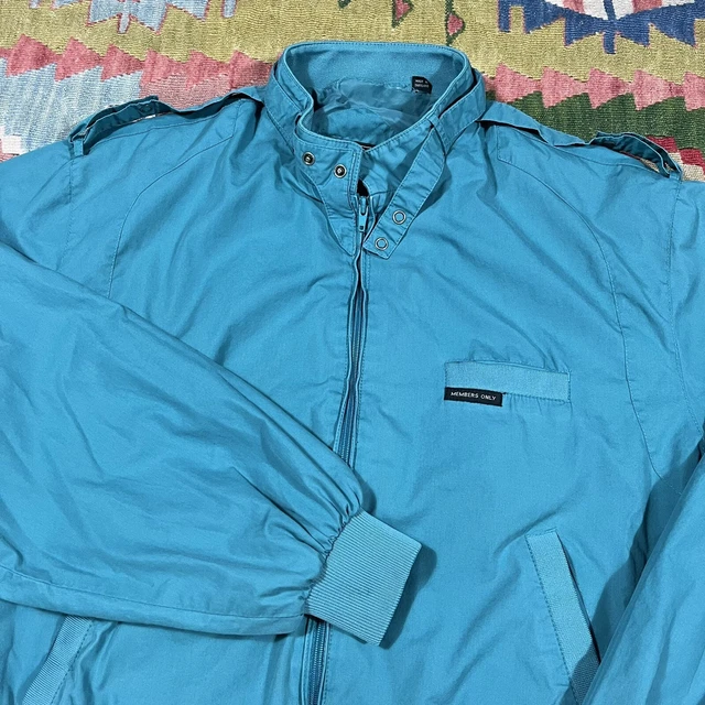 VINTAGE MEMBERS ONLY Teal Bomber Cafe Racer Jacket Men’s 46 Turquoise ...