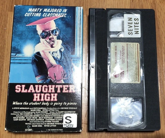 SLAUGHTER HIGH VHS RARE Cult Slasher Horror Gore Vestron Video Works ...