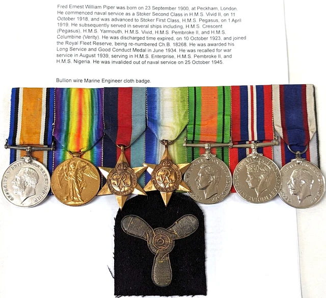 WW1 & WW2 Royal Navy medals to Fred Ernest William Piper $234.50 ...