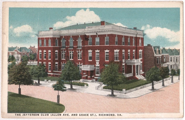 POSTCARD - THE Jefferson Club (Allen Ave. & Grace St.) Richmond, VA ...