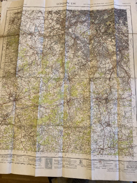 1 INCH ORDNANCE Survey map of south-west London 1945 £5.00 - PicClick UK