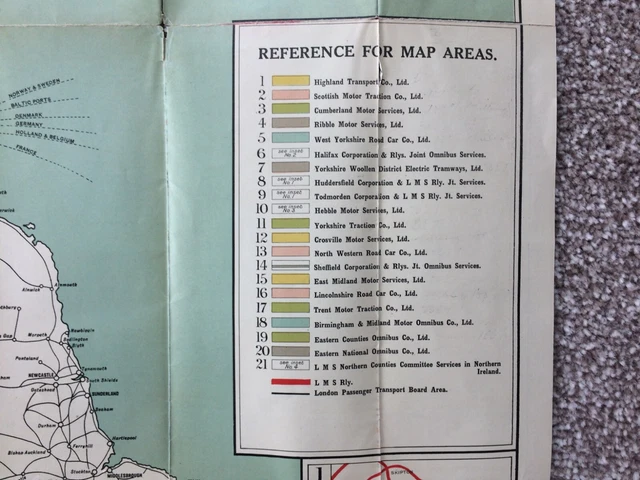 LONDON MIDLAND SCOTTISH Railway System & Bus Routes Double Sided Map ...