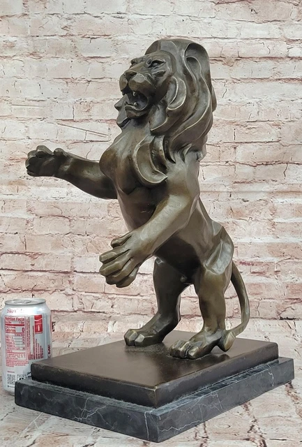 BRONZE SCULPTURE FEROCIOUS Wild Lion By Moore Figurine Figure Decor ...