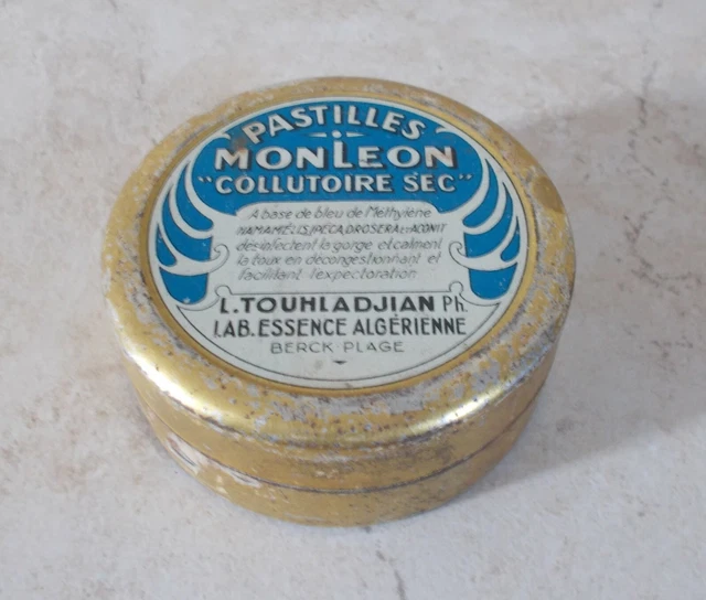 VINTAGE FRENCH CANDY Pastilles MONLEON Antique old tin box France 1960s ...