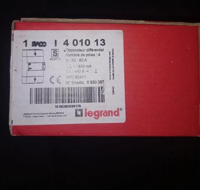 LEGRAND BACO DISJONCTEUR Différentiel Triphasé 30-60A 500Ma Sélectif ...