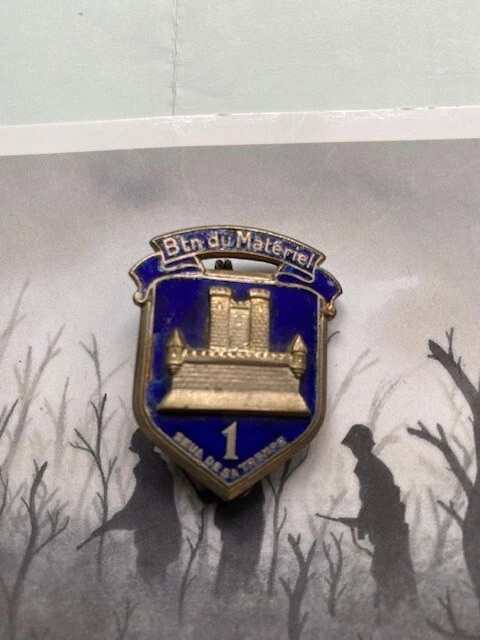 INSIGNES MILITAIRES 1° BATAILLON DU MATERIEL ANCIEN EMAIL SEUL DE SA ...