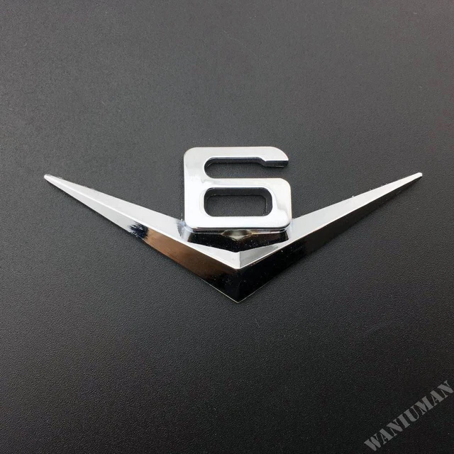 AUTO CAR REAR V6 Logo Chrome Metal Emblem Badge Decal Sticker Vintage £ ...