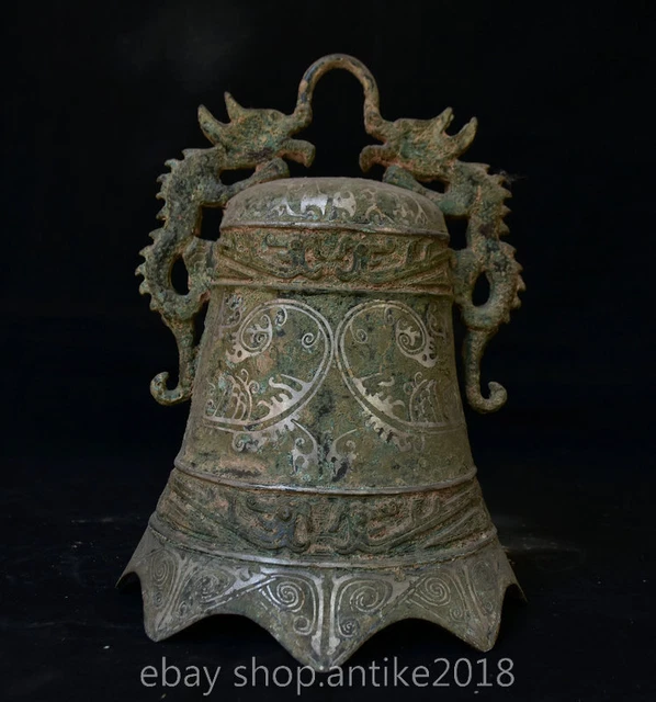 10& ANCIENT CHINESE Bronze Ware Fengshui Pair Dragon Admiralty Statue ...