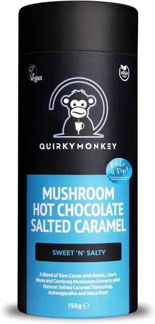 QUIRKY MONKEY SALTED Caramel Mushroom Hot Chocolate 150g £17.18 ...