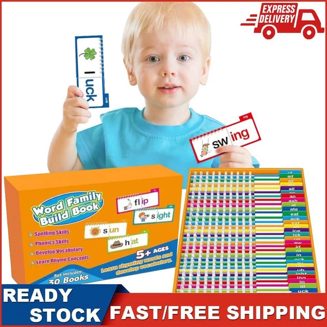 CVC WORD FLIP Chart Vowel Word Flashcards Montessori Words Spelling Toy ...