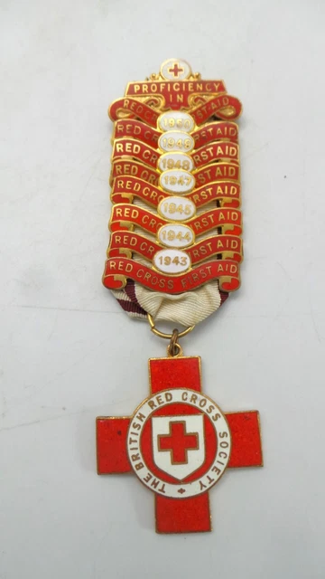 WW2 / WWII Era British Red Cross Medal 7 Bars - 1943 - 1950 - H.n ...