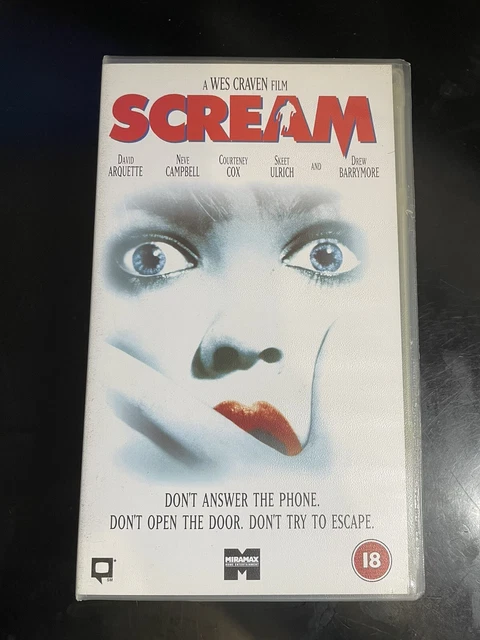 SCREAM VHS VIDEO Tape - Tested - Neve Campbell , Courtney Cox, Wes ...