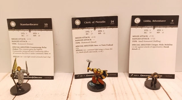 WOTC DUNGEON & Dragon Standard bearer Lidda Cleric Moradin 3 Figure Lot ...