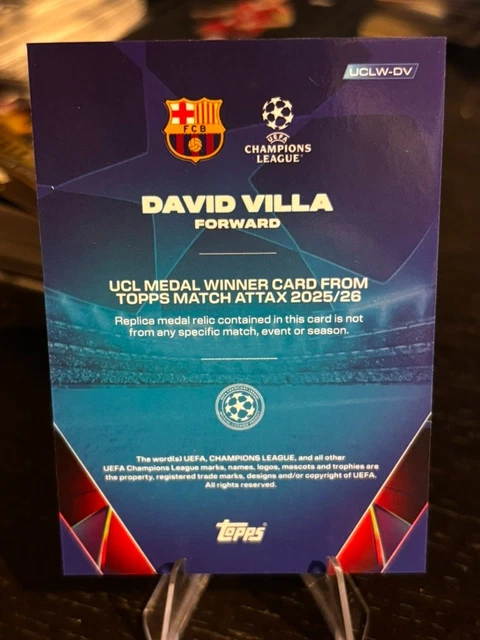 TOPPS MATCH ATTAX 2025/26 2026 David Villa UCL Medal Winner Rare Coin ...