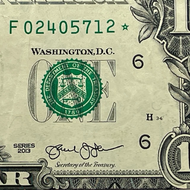 F STAR NOTE One Dollar Bill F02405712* Atlanta Pack Note Print Run 1 £3 ...