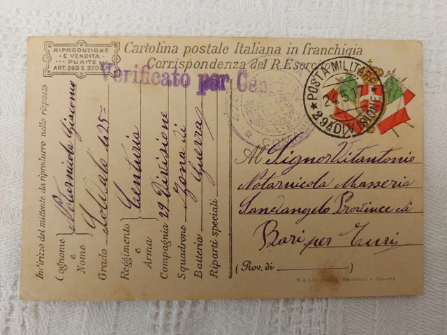 FRANCHIGIA PRIMA GUERRA Mondiale 425°Centuria posta militare 29 viag. 1917 EUR 7,00 - PicClick IT