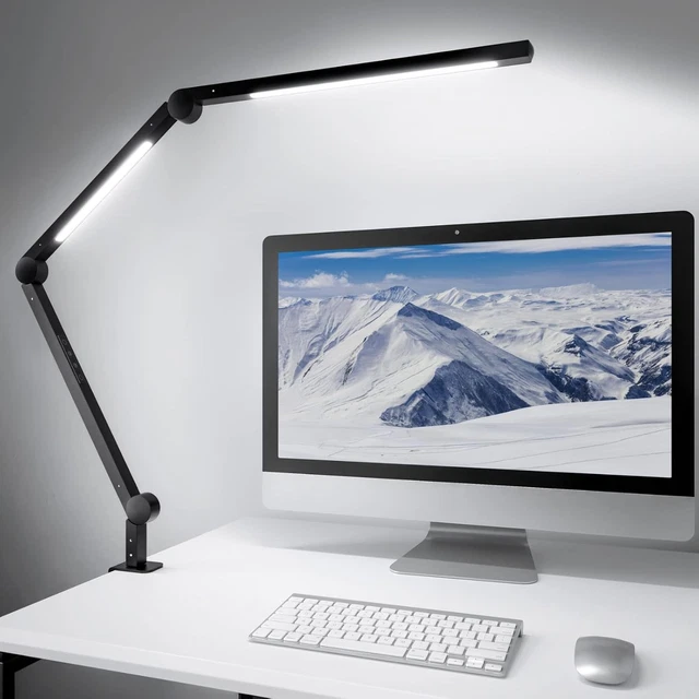MEDIACOUS LED DESK Lamp, Dual Light Source with Clamp, Dimmable 4 Color ...