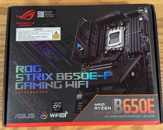 ASUS AMD RYZEN ROG STRIX B650E-F GAMING WIFI AM5 PCIe 5.0 DDR5 ATX ...