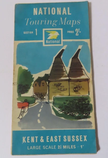 VINTAGE NATIONAL TOURING Road Map Kent & East Sussex 2.5 Miles To 1 ...