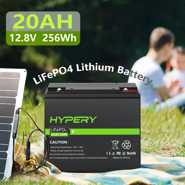 12V 20AH LIFEPO4 Lithium Battery BMS Emergency Off-grid Power RV Solar ...