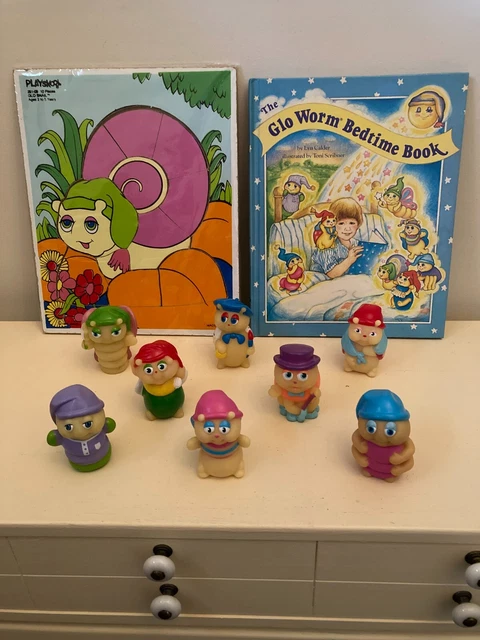 VINTAGE '84 PLAYSKOOL Glo Worm Friends Finger Puppets Puzzle Bedtime ...