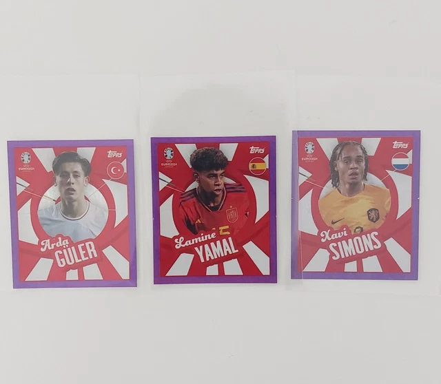TOPPS EURO 2024 - Purple Lila Parallel - 3x PTW Sticker - EM 24 £2.52 ...
