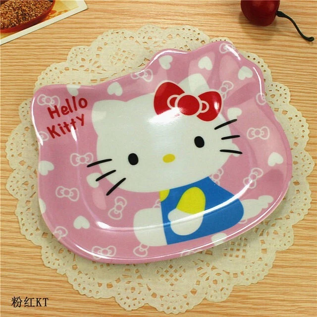HELLO KITTY RED Anime Children Kawaii Dinner Plate Kindergarten Baby ...