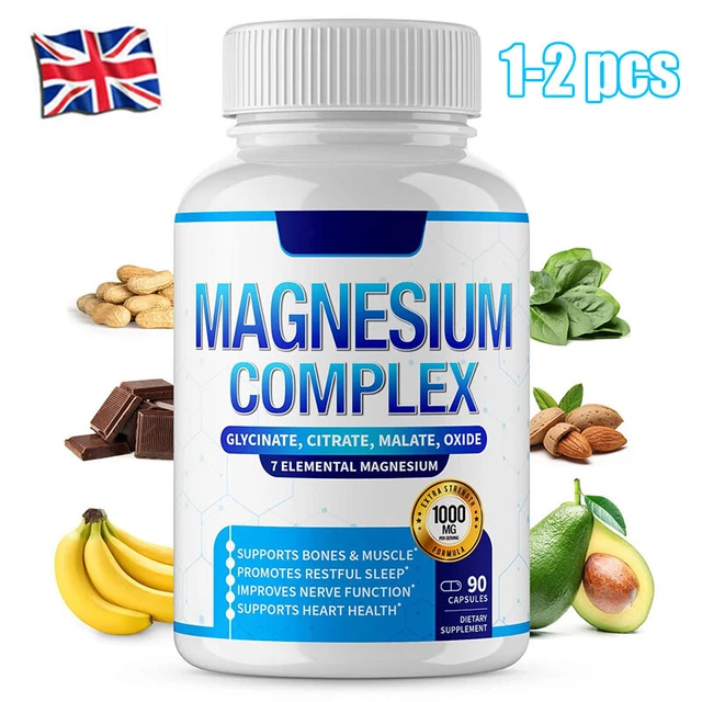 MAGNESIUM GLYCINATE 4-IN-1 Complex 1000mg - High Strength Magnesium ...