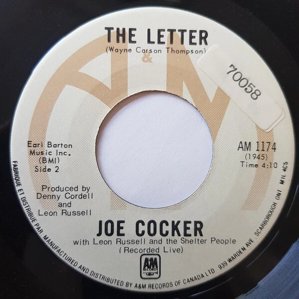 JOE COCKER - The Letter - gebrauchte Vinyl-Schallplatte 7 - L8100z EUR ...