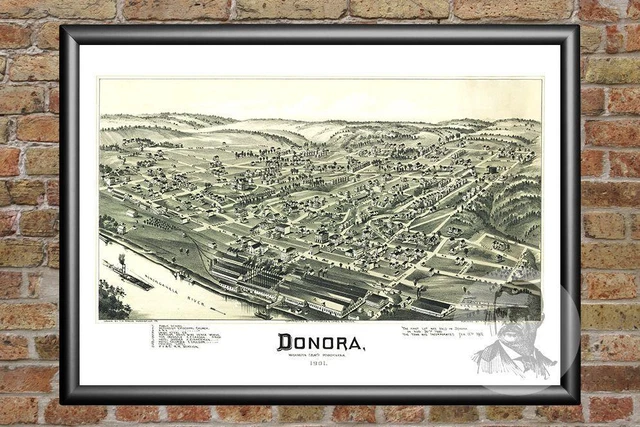 OLD MAP OF Donora, PA from 1901 - Vintage Pennsylvania Art, Historic ...
