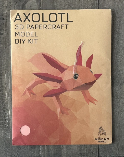 PAPERCRAFT AXOLOTL 3D Paper Craft DIY Model Kit 250gsm Cardstock & Lamp ...