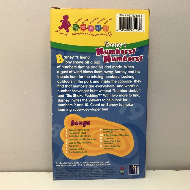 BARNEY NUMBERS NUMBERS VHS Video Tape White VCR Sing Along Songs Rare ...