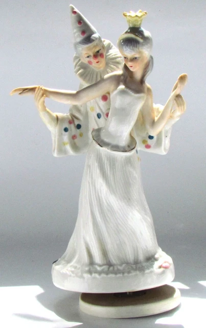 VINTAGE PORCELAIN CLOWN & Princess Dancing Figurine Musical Box £25.00 ...