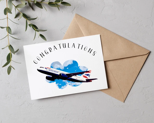 BRITISH AIRWAYS CONGRATULATIONS Card Aviation Gift Airbus A320 Plane ...