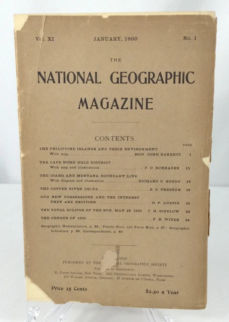 1900 JANUARY | National Geographic Magazine w/ Map - Front & Back Cover ...