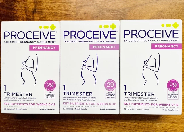 3X PROCEIVE PREGNANCY Trimester 1 Key Nutrients Vitamin Mineral 3 Month ...