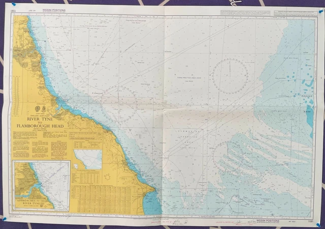 AMIRAUTÉ 1191 ANGLETERRE Rivière Tyne Pour Flamborougn Tête Carte Chart ...