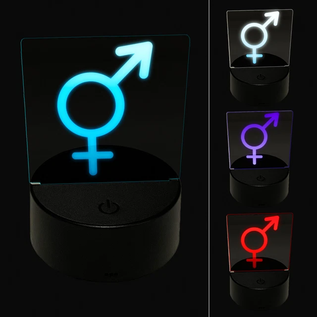 MALE FEMALE SIGN Intersex Androgynous Gender Symbol 3D LED Night Light ...