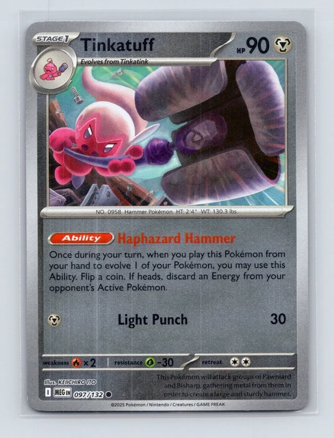 POKÉMON TCG TINKATUFF 097/132 ME01: Mega Evolution Reverse Holo NM $1. ...