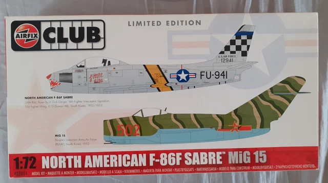 AIRFIX &CLUB& 1/72, F-86F "Sabre" and MiG 15, Sealed bags, no Flying ...