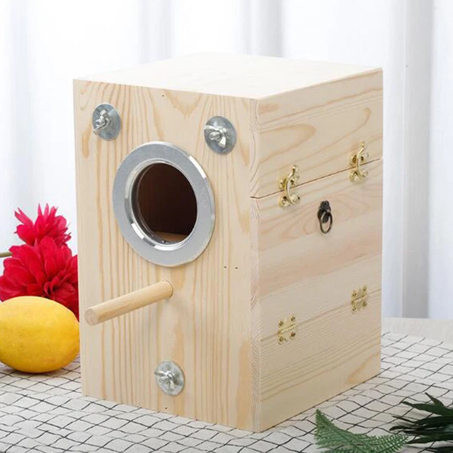 BOÎTE D'ÉLEVAGE D'OISEAUX artisanale en bois pour perruches, perruches et EUR 44,23 - PicClick FR