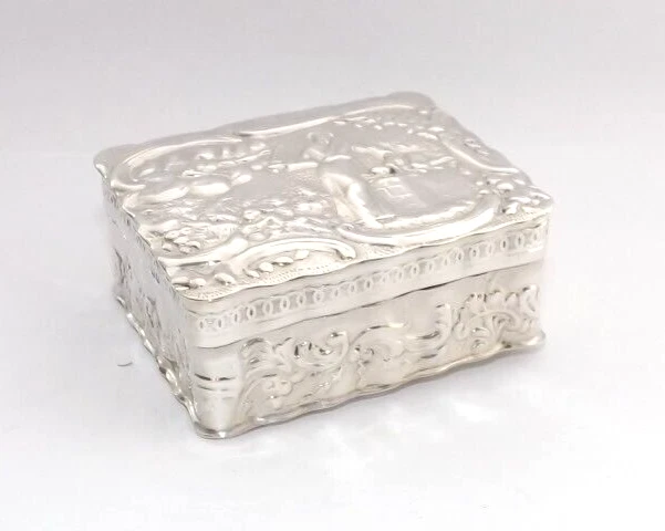 ANTIQUE VICTORIAN ERA Dutch Sterling Silver Pill Snuff Box, London ...