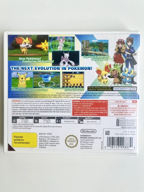 🔥 COMPLETE 🔥 Pokémon X Game, Case & Inserts (Nintendo 3DS, 2013) AUS ...