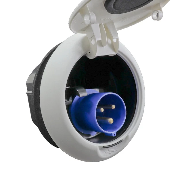 ROUND 230V MAINS Electric Inlet Hook-up Caravan Motorhome Rollerteam ...