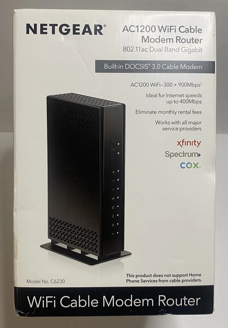 NETGEAR DOCSIS 3.0 1.2Gbps Cable Modem + WiFi Router (C6230-100NAS ...