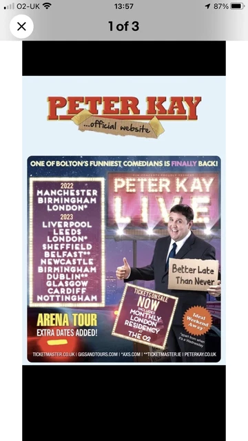 1 PETER KAY E-ticket- Resorts world Arena Birmingham -Thurs 23rd March ...