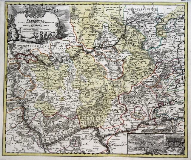 TAUNUS NASSAU ORIGINAL Kupferstich Landkarte Homann 1730 EUR 400,00 - PicClick DE